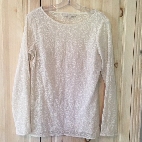 LOFT | Tops | Loft Sheer Cream Color Top | Poshmark